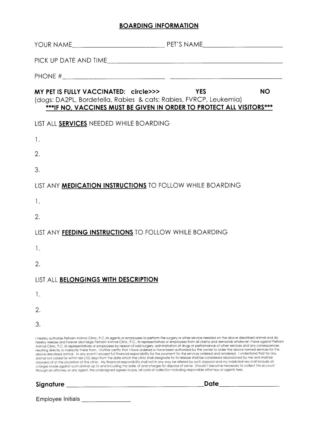 Pelham-Animal-Clinic_Pet-Boarding-Info-Form | Pelham Animal Clinic